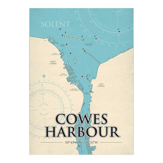 Cowes Harbour IOW Chart Print - Etsy