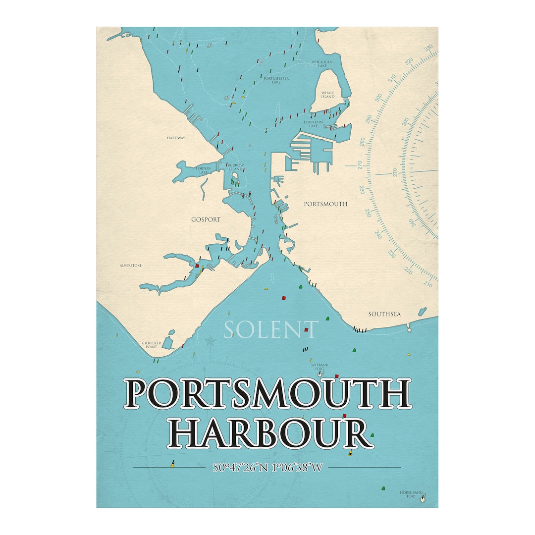 Portsmouth Harbour Chart Print - Etsy