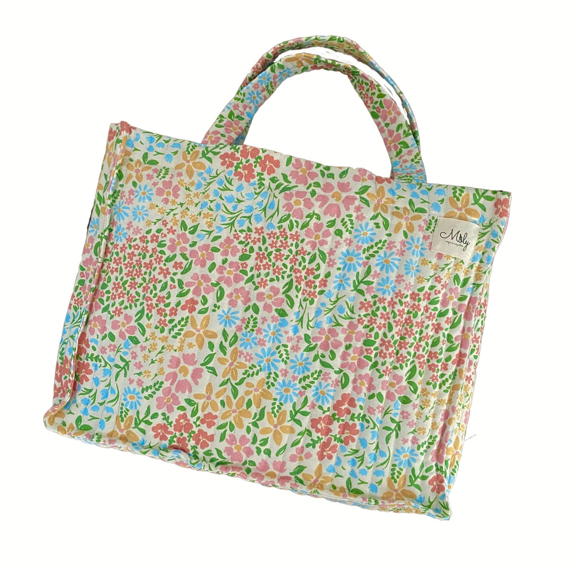 Spring Floral Quilted Tote Bag Set Puffer Organic Cotton - Etsy