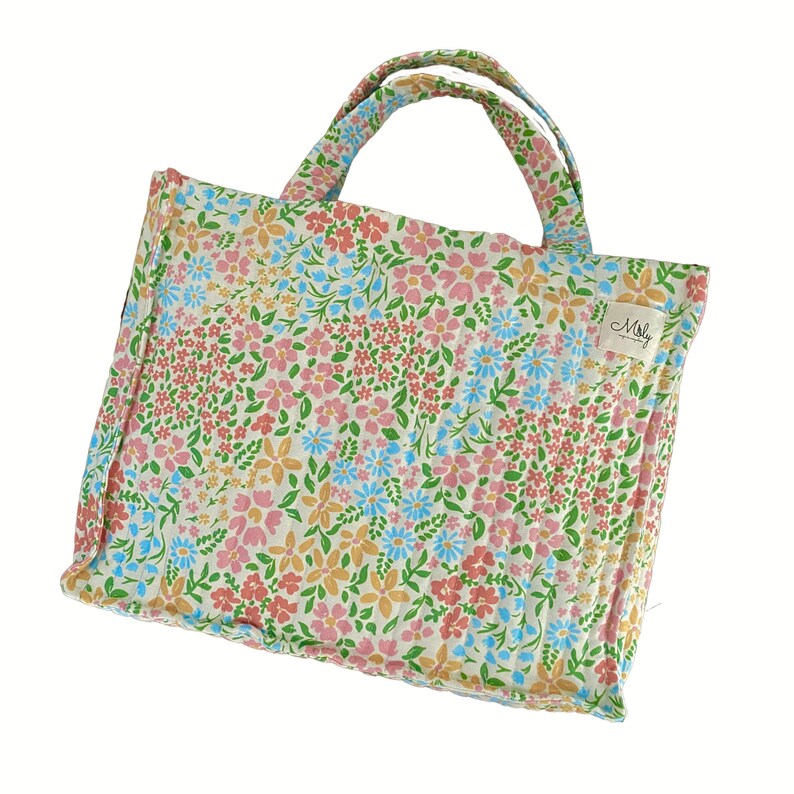 Spring Floral Quilted Tote Bag Set Puffer Organic Cotton - Etsy
