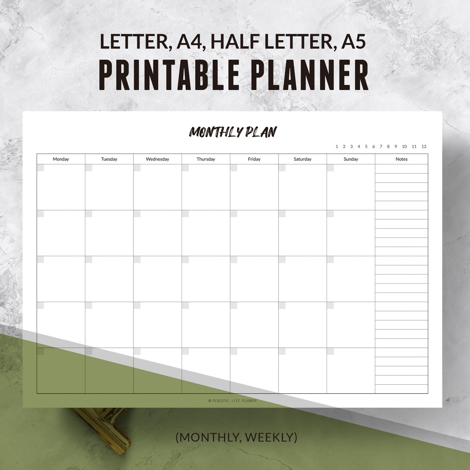 Monthly Planner Weekly Planner Planner Book Organizer DIY Book Editable ...