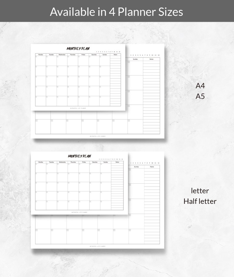 Monthly Planner Weekly Planner Planner Book Organizer DIY Book Editable ...