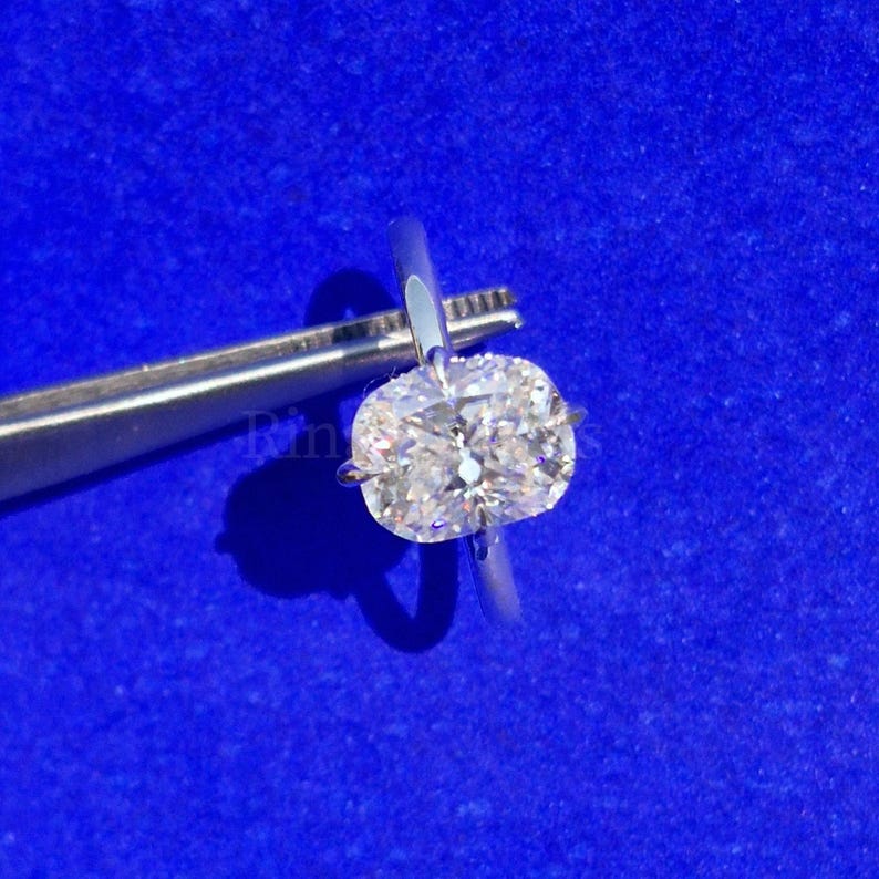 4CT Elongated Cushion Cut Engagement Ring Cushion Cut Solitaire Compass ...