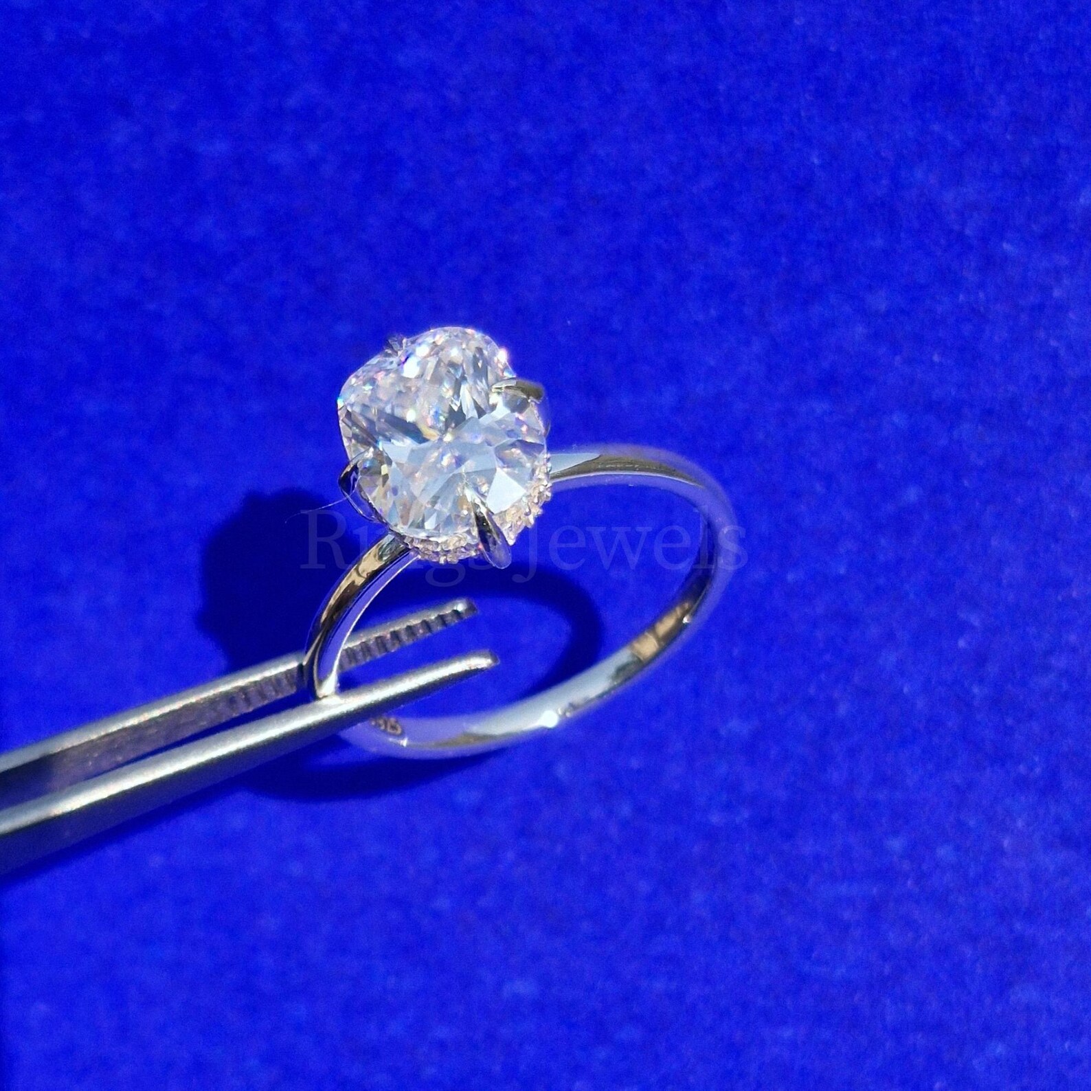 4CT Elongated Cushion Cut Engagement Ring Cushion Cut Solitaire Compass ...