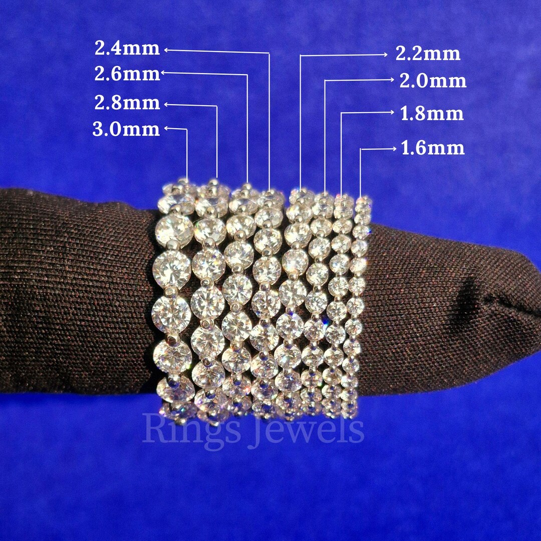 Floating Bubble Prong Full Eternity Round Moissanite Wedding Band ...