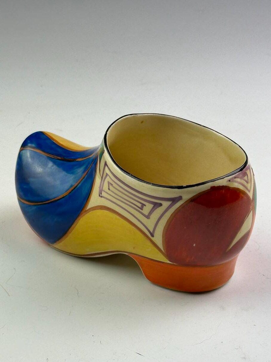 Clarice Cliff MELON (orange) Pattern Sabot/clog, 7cm High by 14cm ...