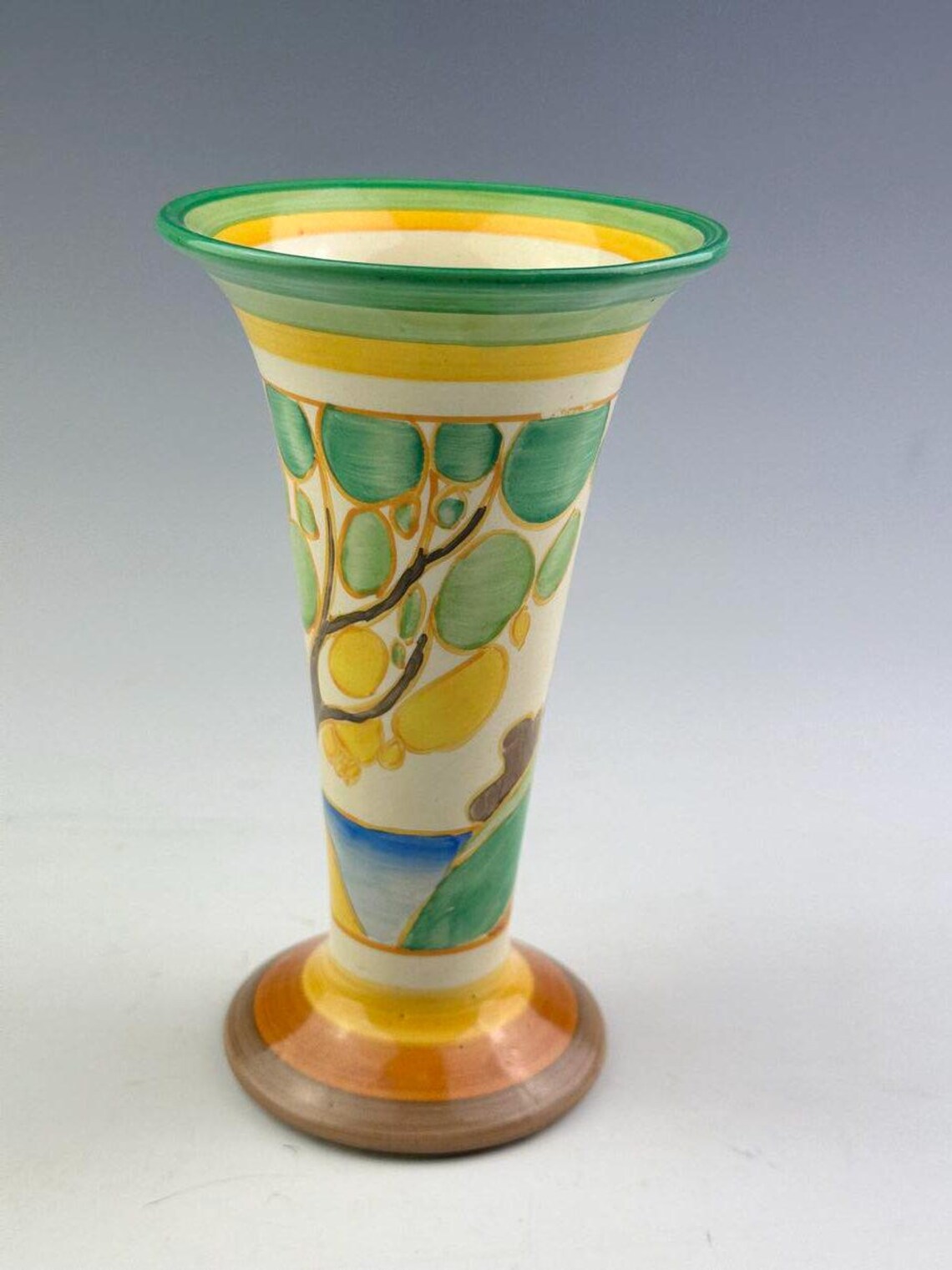 Clarice Cliff SECRETS Pattern Shape 280 Trumpet Vase, Very Attractive ...