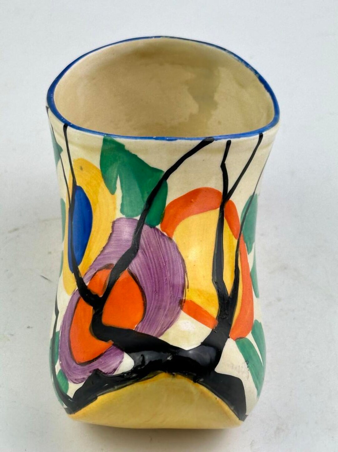 Clarice Cliff CIRCLE TREE RAF Tree Pattern Sabot clog, 7cm High by 14cm ...