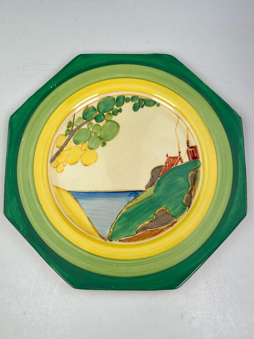 Clarice Cliff Large SECRETS Pattern Octagonal Plate, 23.5cm. Circa 1933 ...