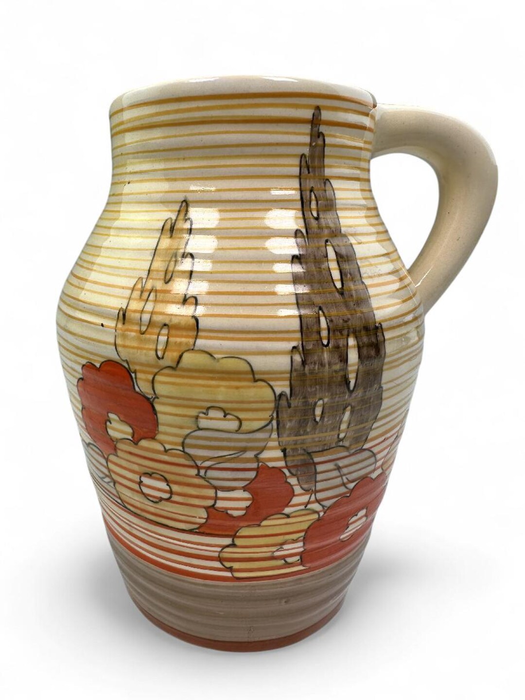Clarice Cliff CAPRI Pattern Small Lotus Jug, 18cm (7.2 Inches). Art ...