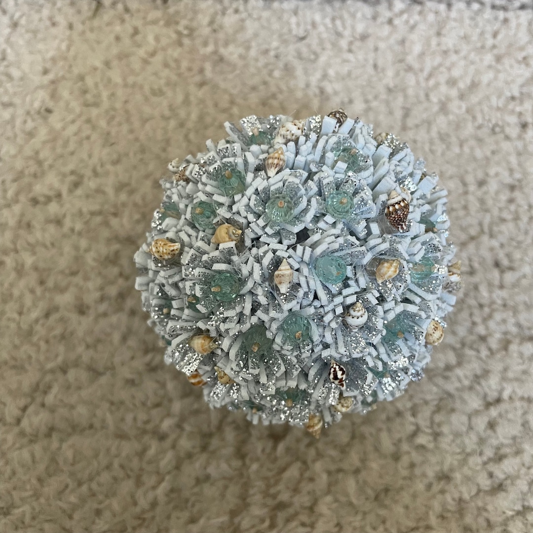 Blue & Silver Seashell Ball | Shell Art| Shell Decor |decorative Foam ...
