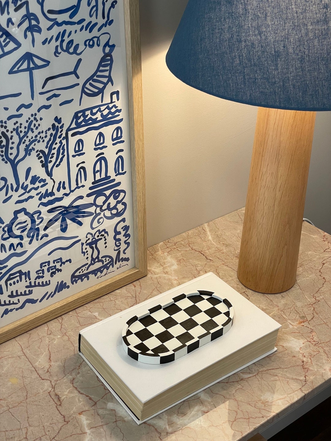 Hand Painted Checkered Oval Tray - Etsy Australia