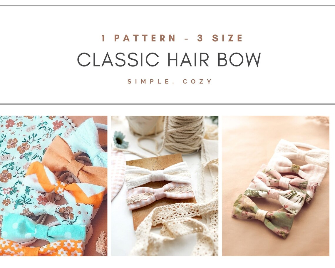 Hair Bow Sewing PDF Pattern and Tutorial 3 Size Baby Bow | Etsy