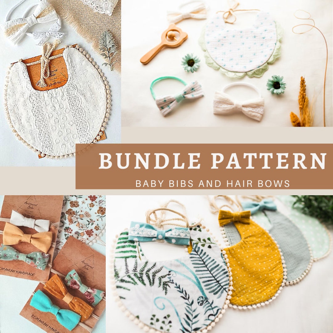 Baby Bib&bow Set, Baby Sewing Pattern All in One, Pattern Bundle ...