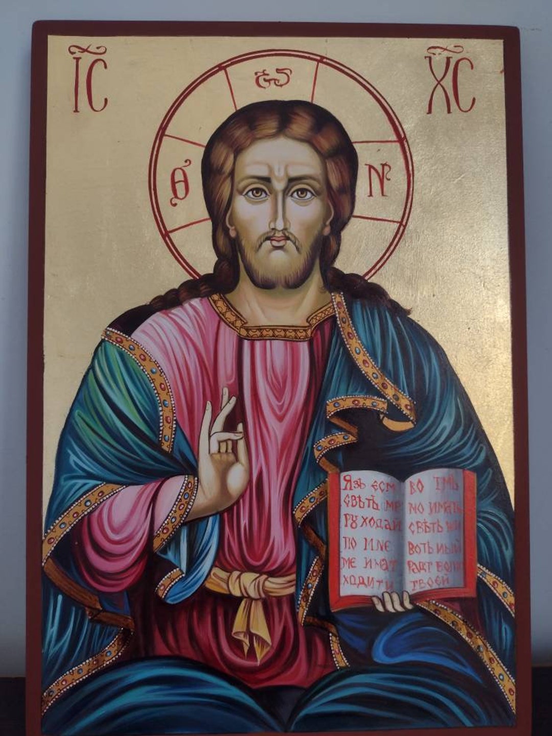 Painted Icon of Jesus Christ - Omnipotent - Pantocrator,23/34cm. - Etsy