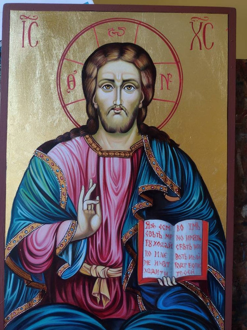 Painted Icon of Jesus Christ Omnipotent - Etsy