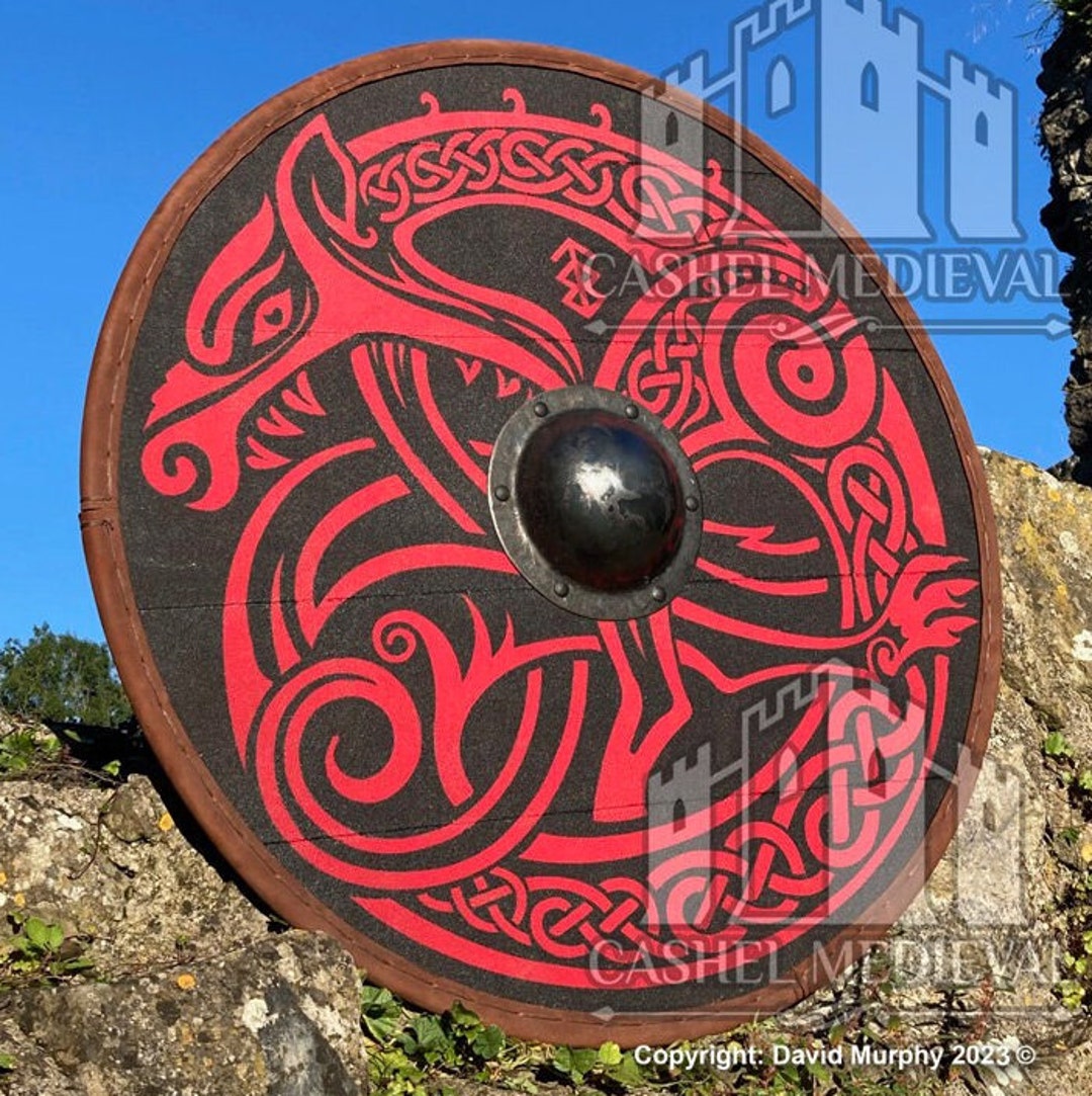 Viking Shield Celtic Wolf Design 80cm 32 - Etsy