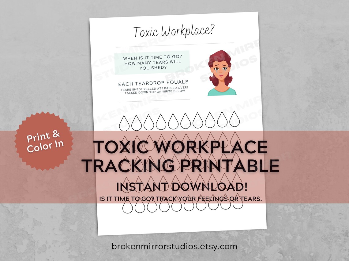 Toxic Workplace Tracking Printable | Mental Health Checklist | Job ...