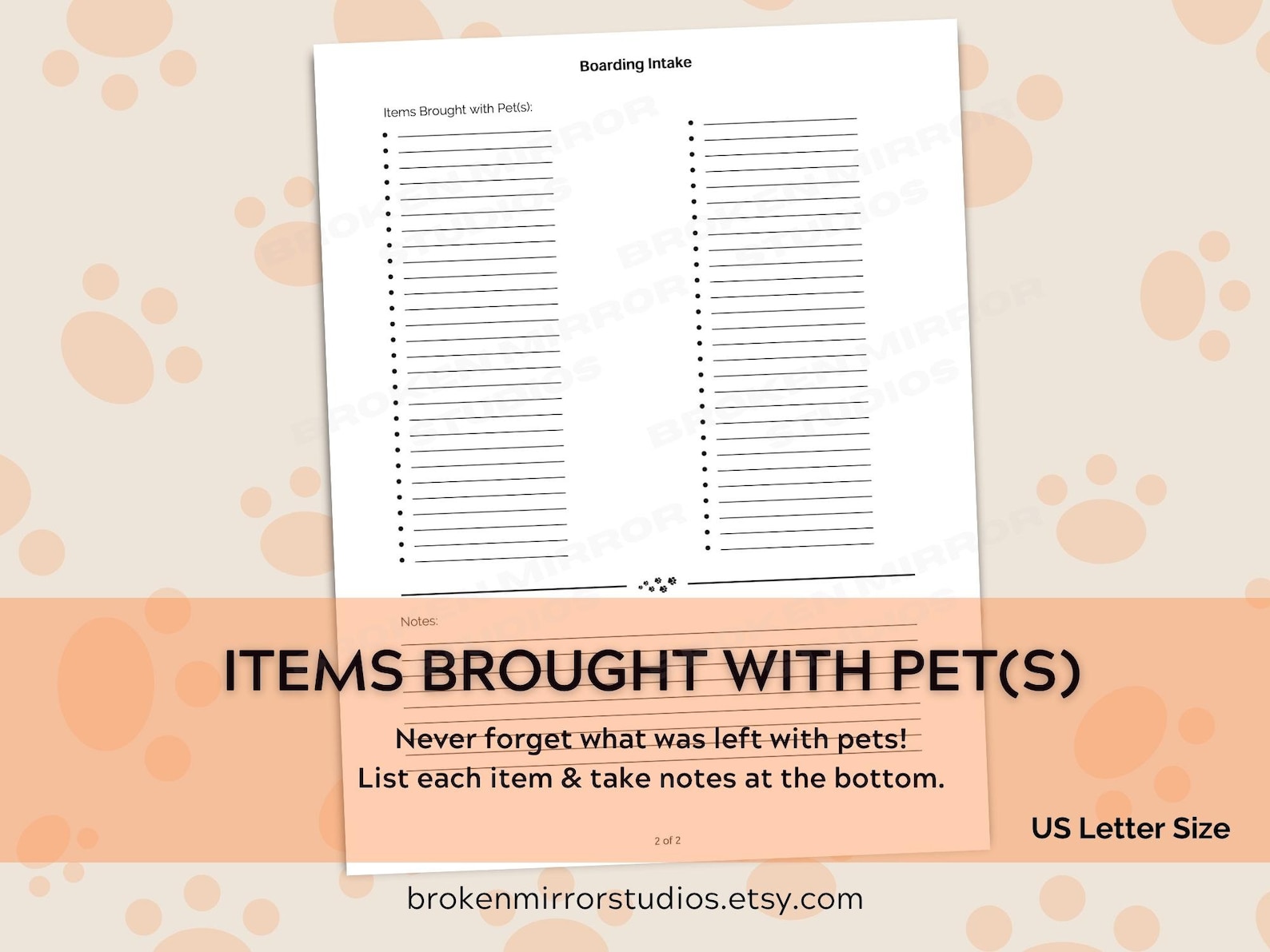 Kennel Boarding Intake Form | Pet Boarding Intake Form | Pet Kenneling ...