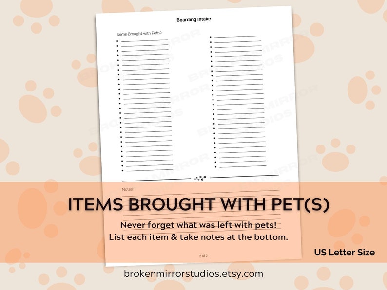 Kennel Boarding Intake Form | Pet Boarding Intake Form | Pet Kenneling ...