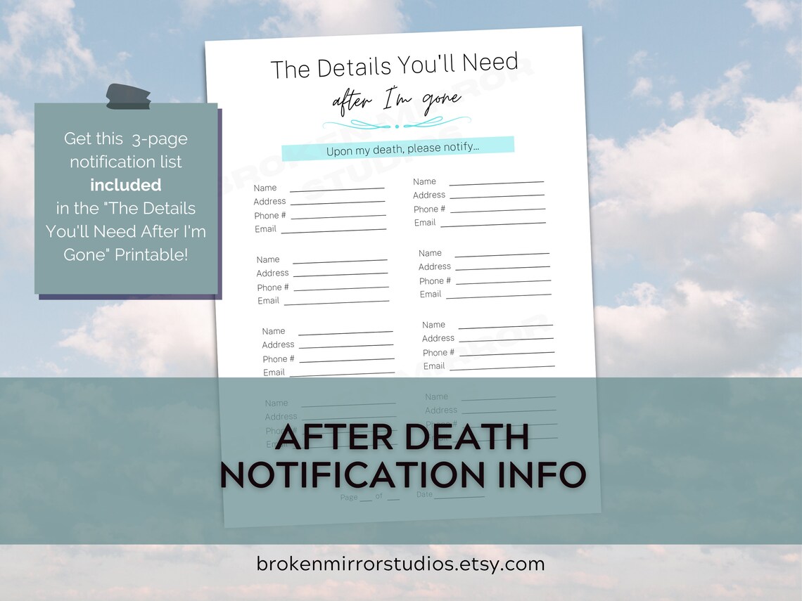 After Death Planner ADD-ON ONLY | Family Prep | Emergency Planner ...