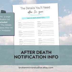 After Death Planner ADD-ON ONLY | Family Prep | Emergency Planner ...