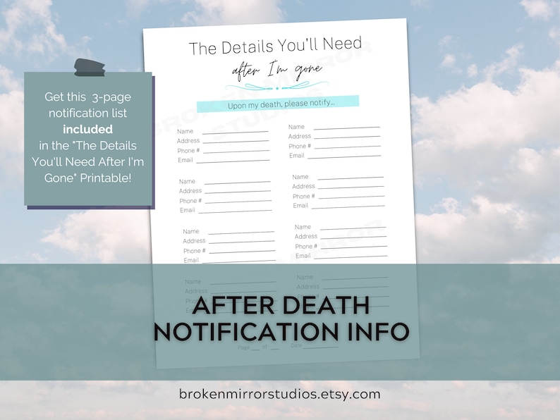 After Death Planner ADD-ON ONLY | Family Prep | Emergency Planner ...