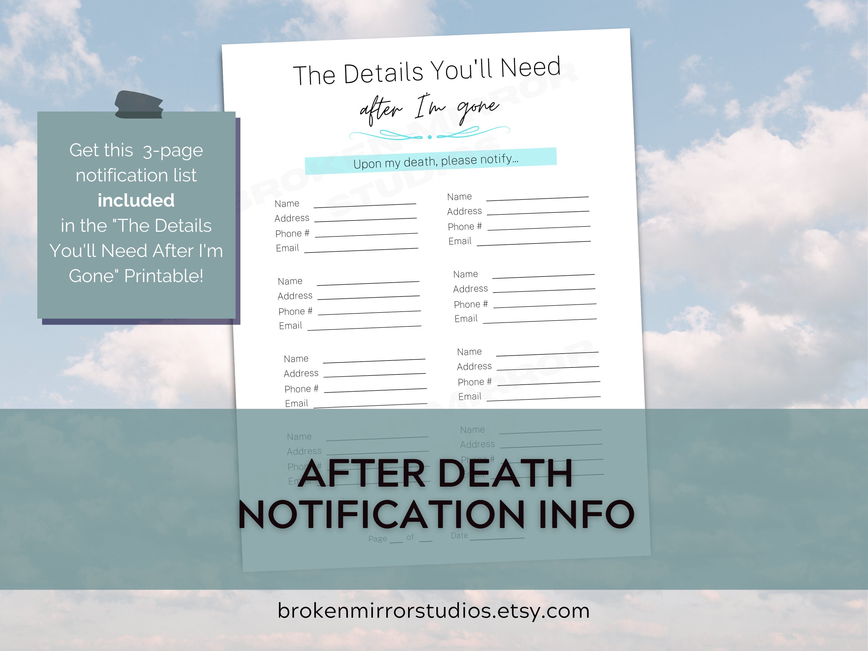 After Death Planner ADD-ON ONLY | Family Prep | Emergency Planner ...