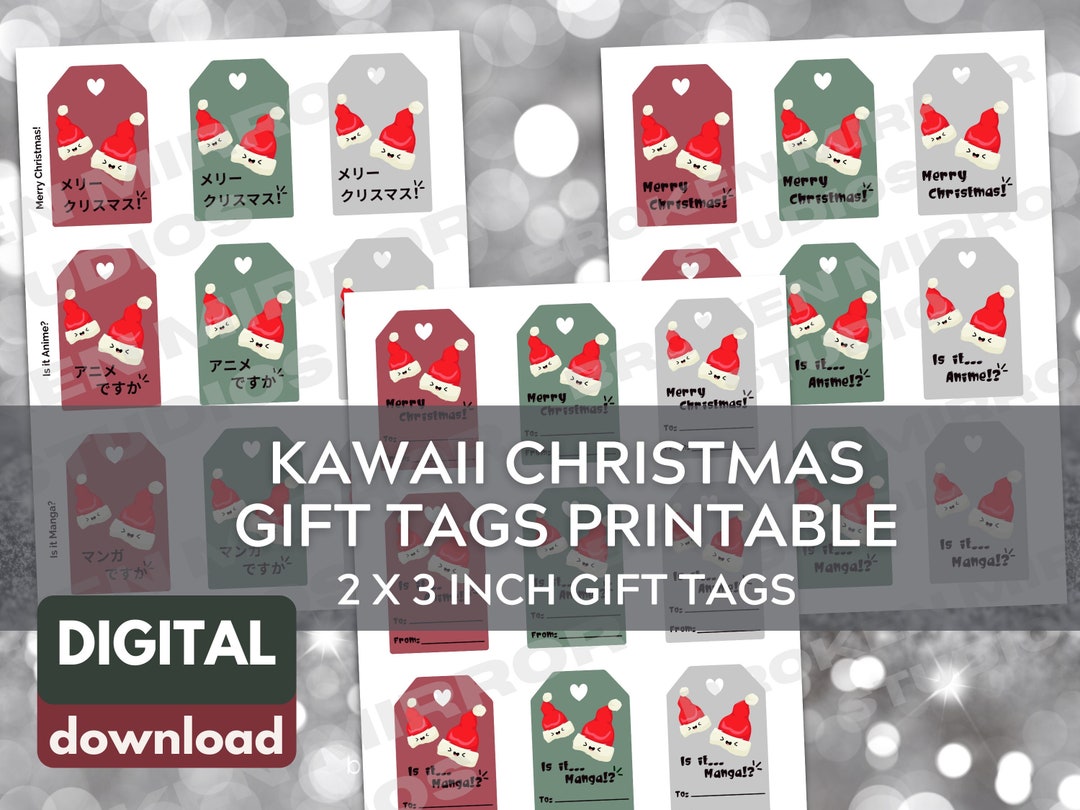 Kawaii Anime Christmas Gift Tags | Geeky Holiday Labels (digital ...