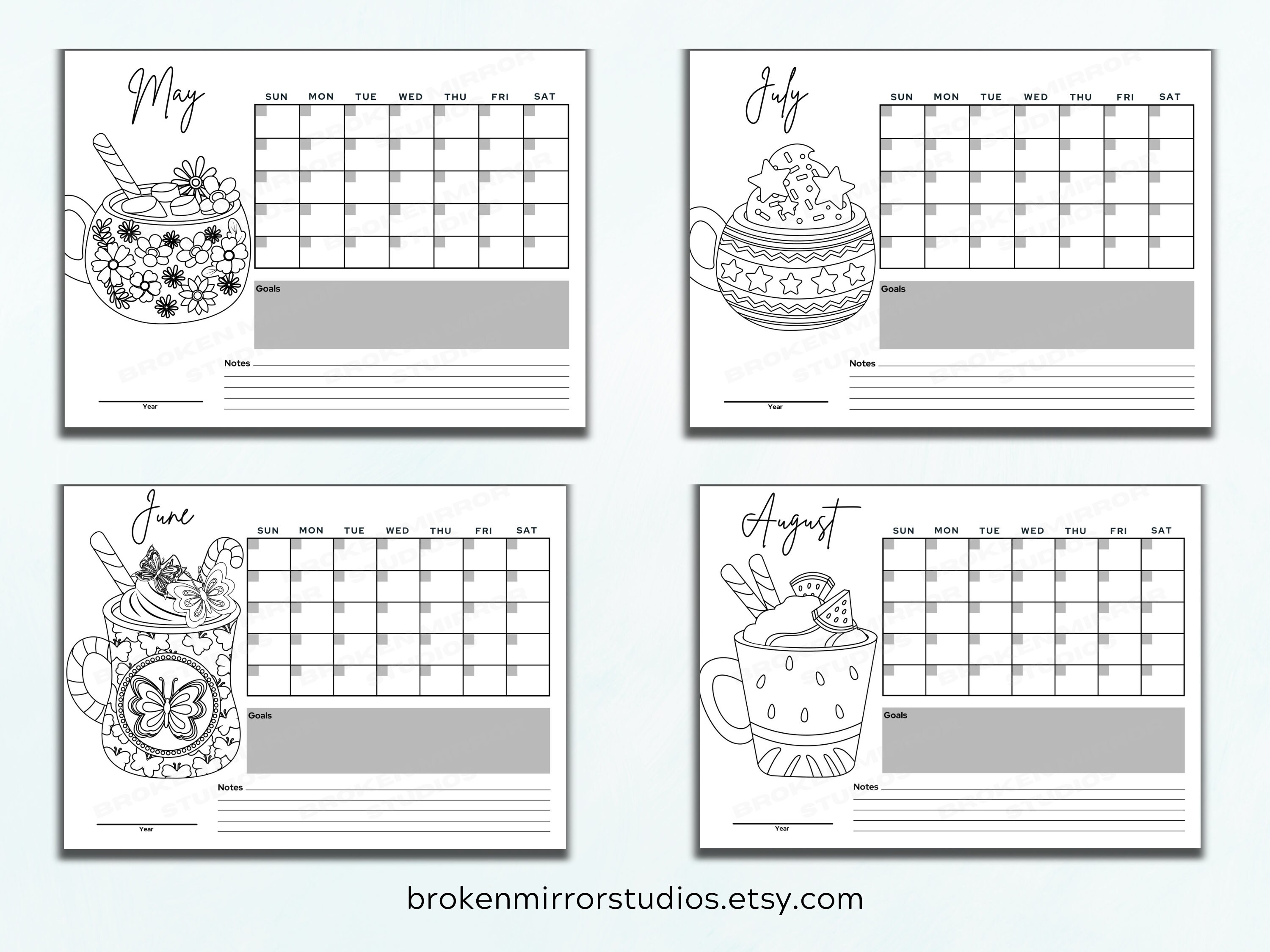 Printable Calendar | Coloring Book | Holiday Coloring Pages | Seasonal ...