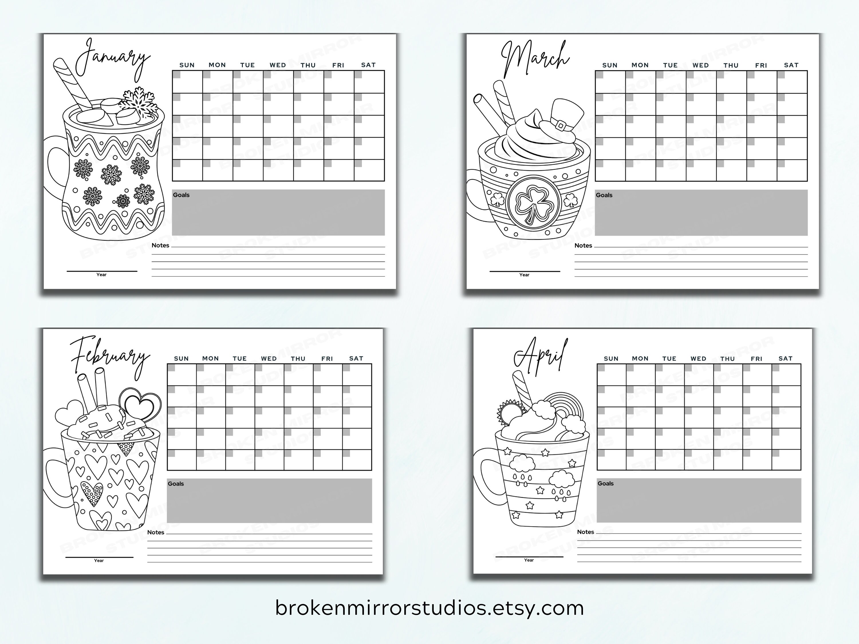 Printable Calendar | Coloring Book | Holiday Coloring Pages | Seasonal ...