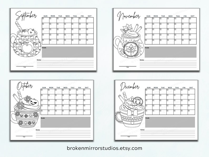 Printable Calendar | Coloring Book | Holiday Coloring Pages | Seasonal ...