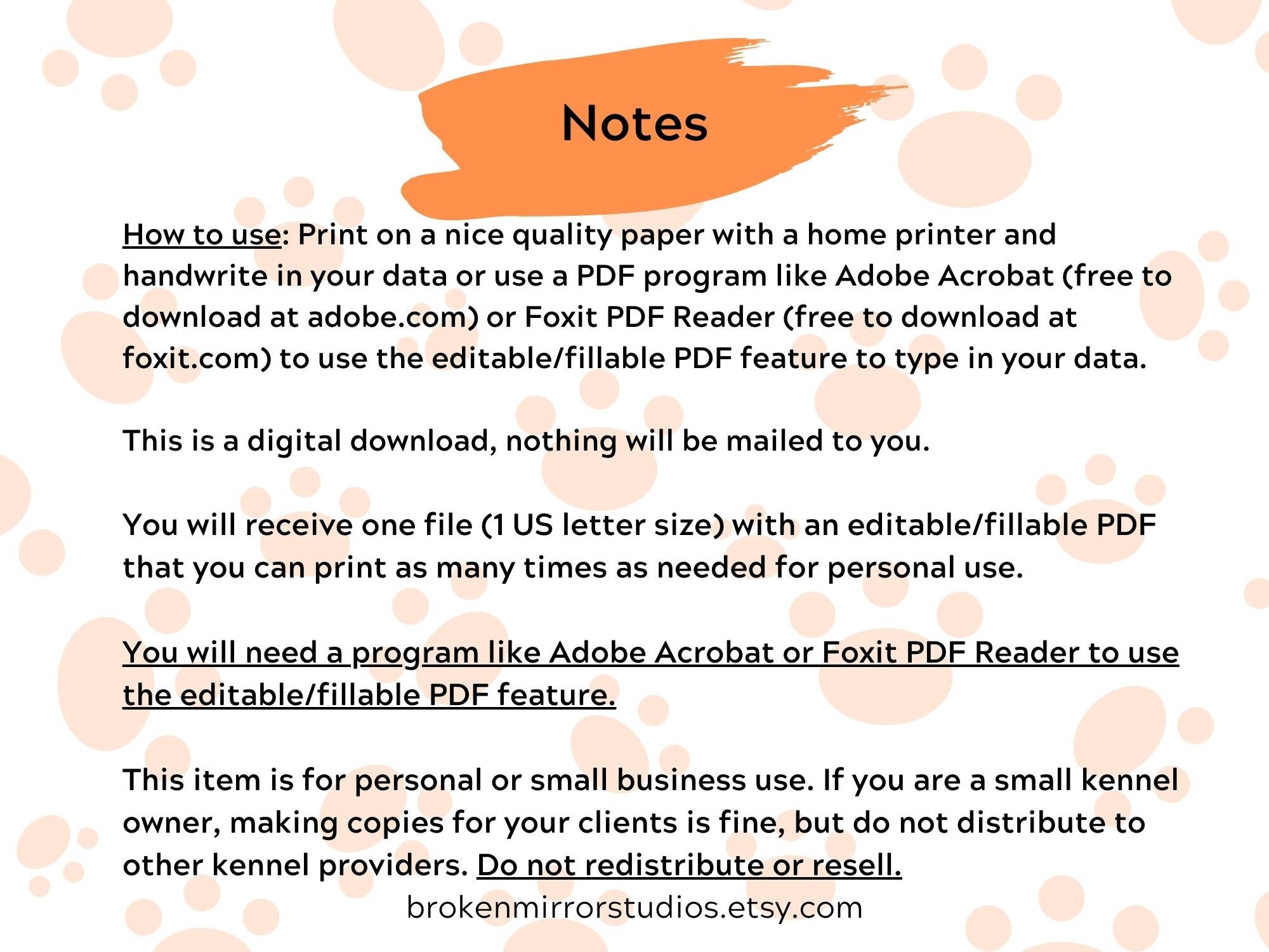 Kennel Boarding Intake Form | Pet Boarding Intake Form | Pet Kenneling ...