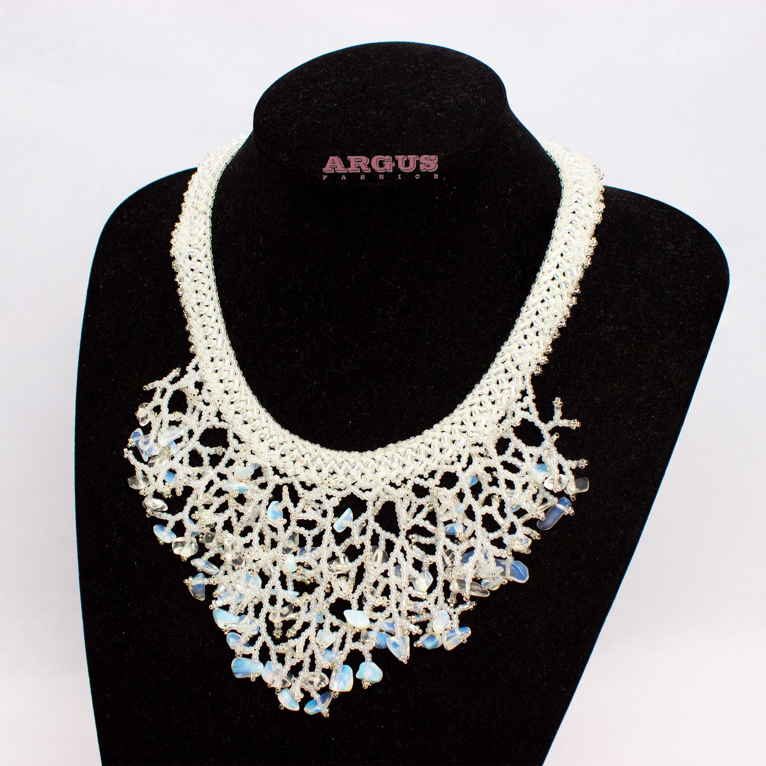 Waterfall Choker With Beaded Fringe Branches, Opal Crystals Fringe ...