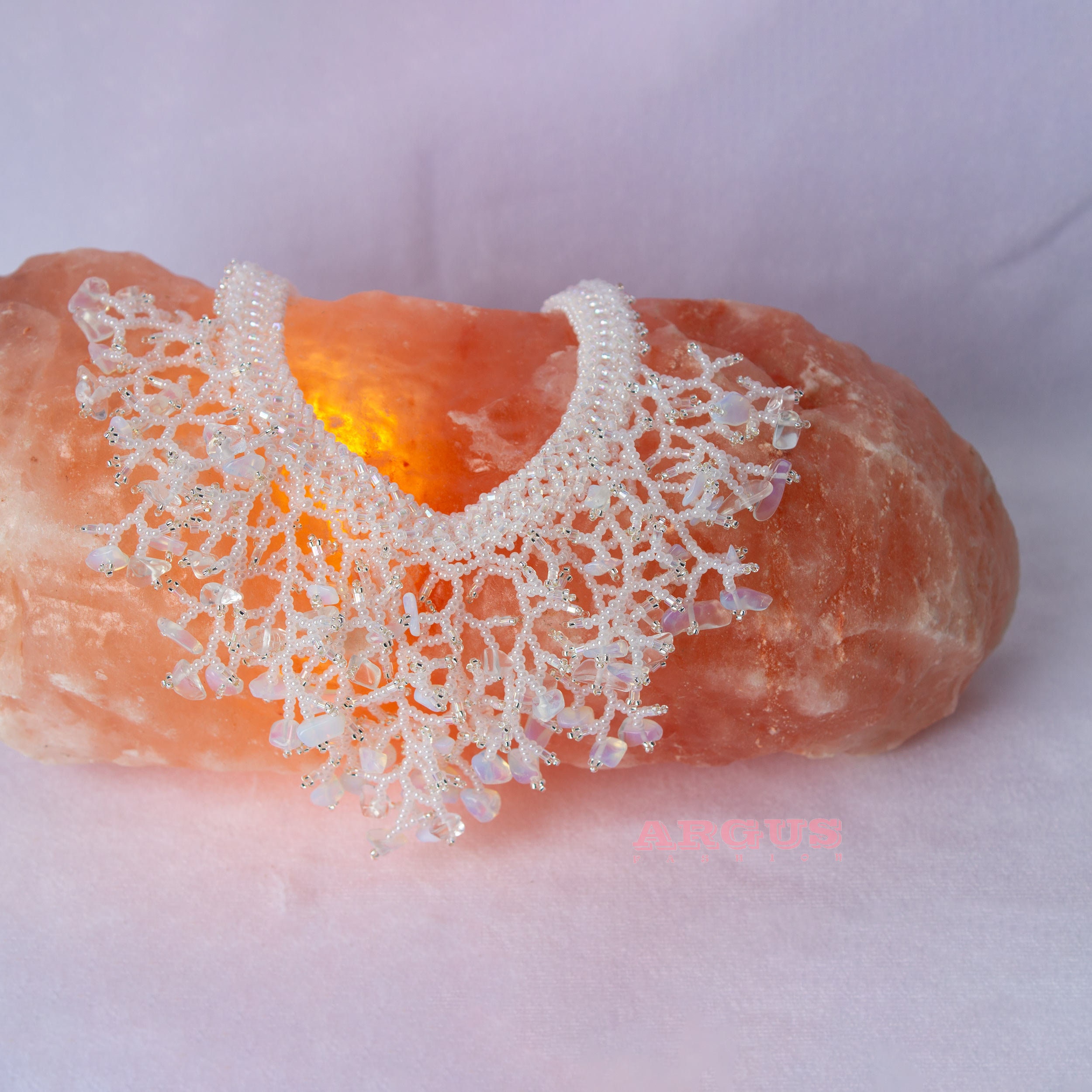 Waterfall Choker With Beaded Fringe Branches Opal Crystals - Etsy