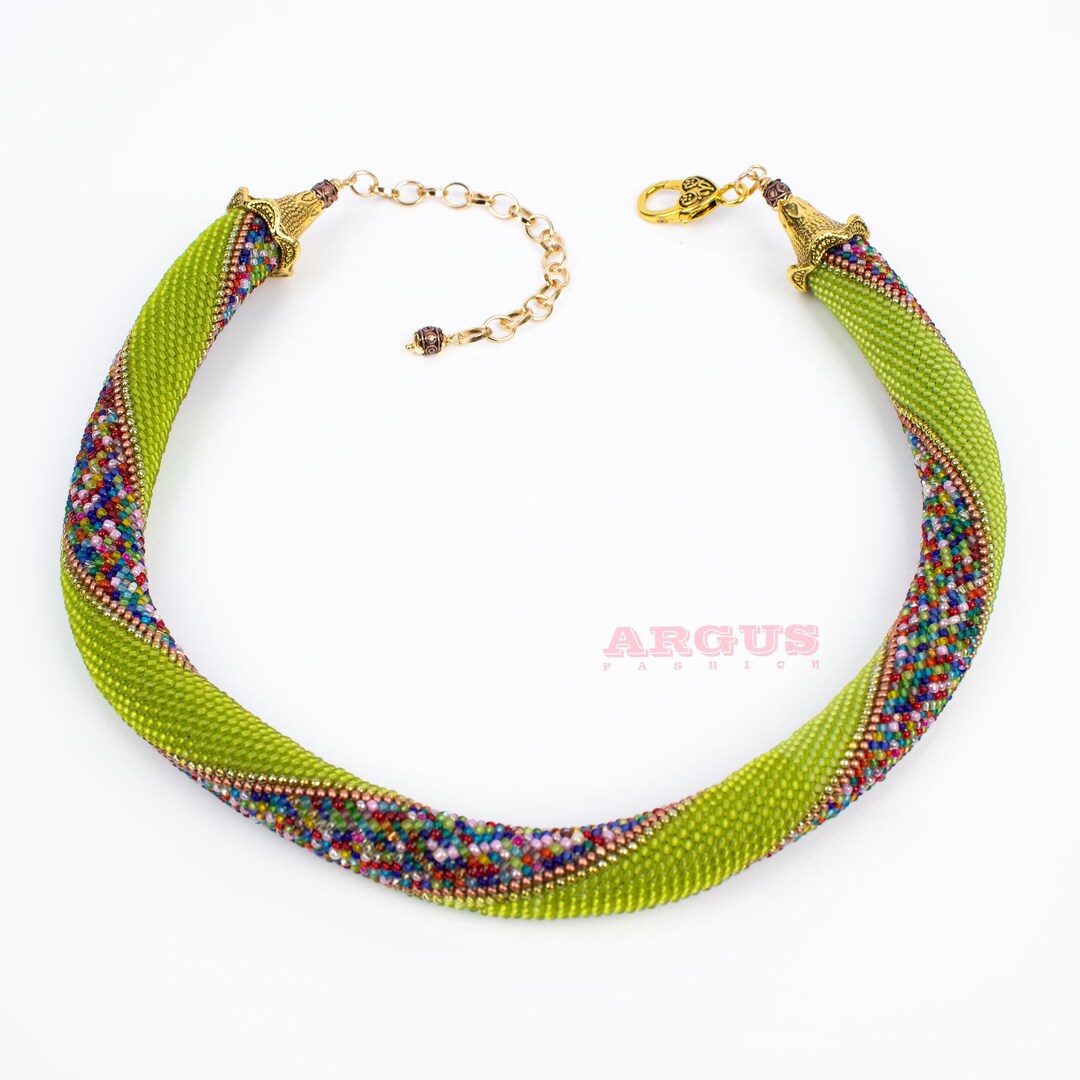 Handcrafted Beaded Crochet Necklace, Unique Combination of Color ...