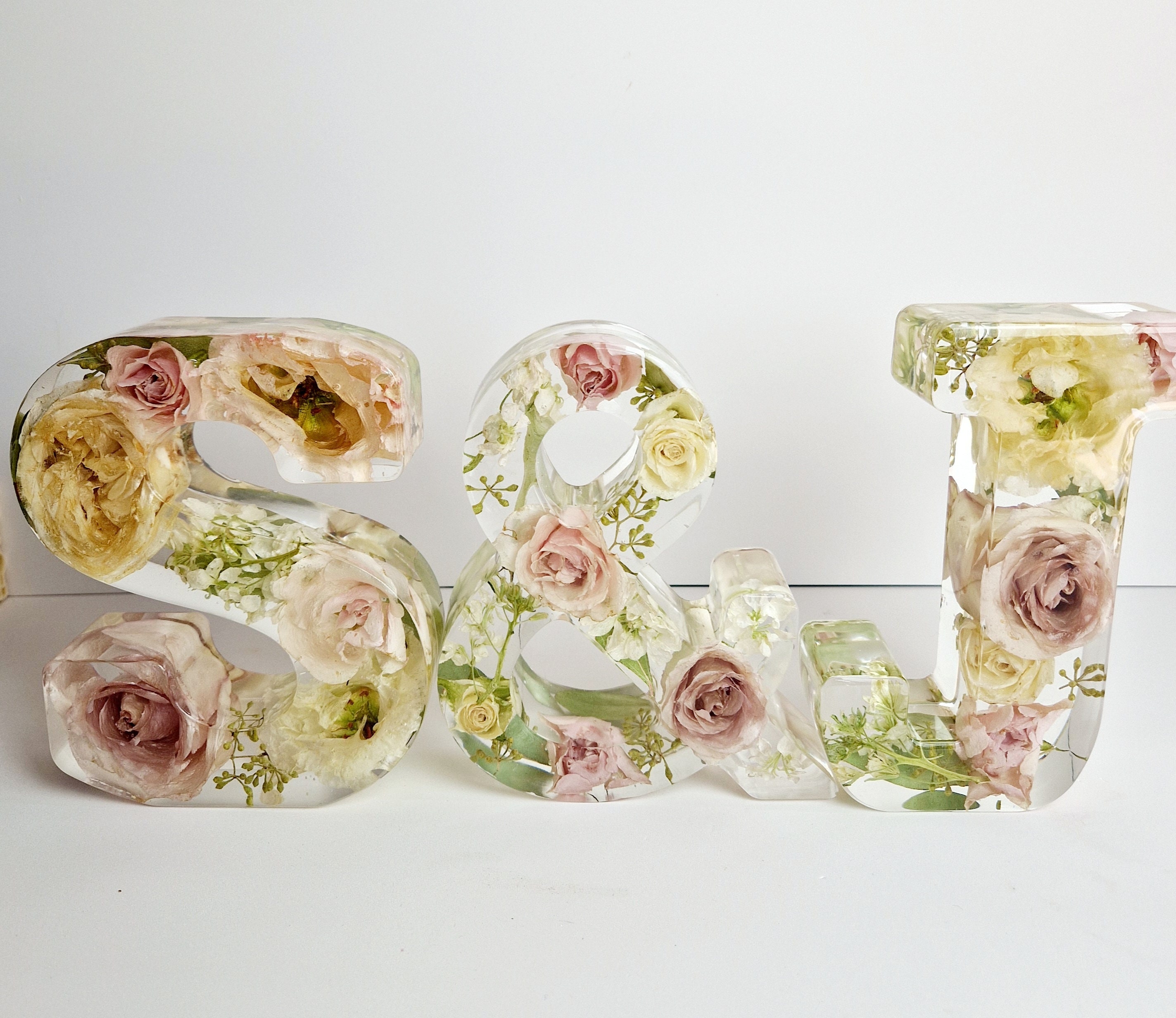 Large 16cm Resin Flower Letters. Custom Made, Wedding Keepsake, Funeral ...