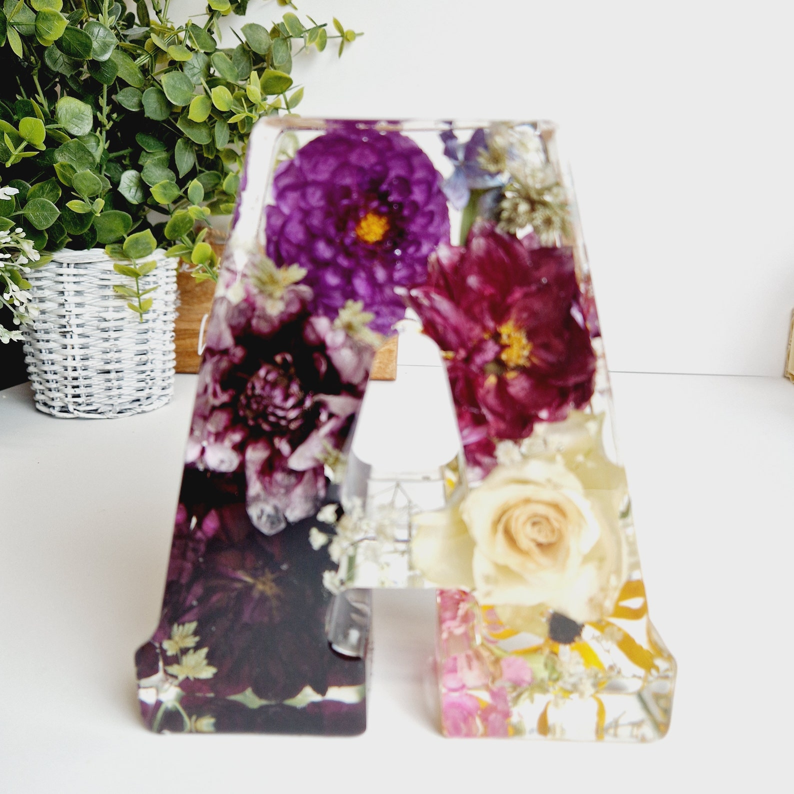 Large 16cm Resin Flower Letters. Custom Made, Wedding Keepsake, Funeral ...