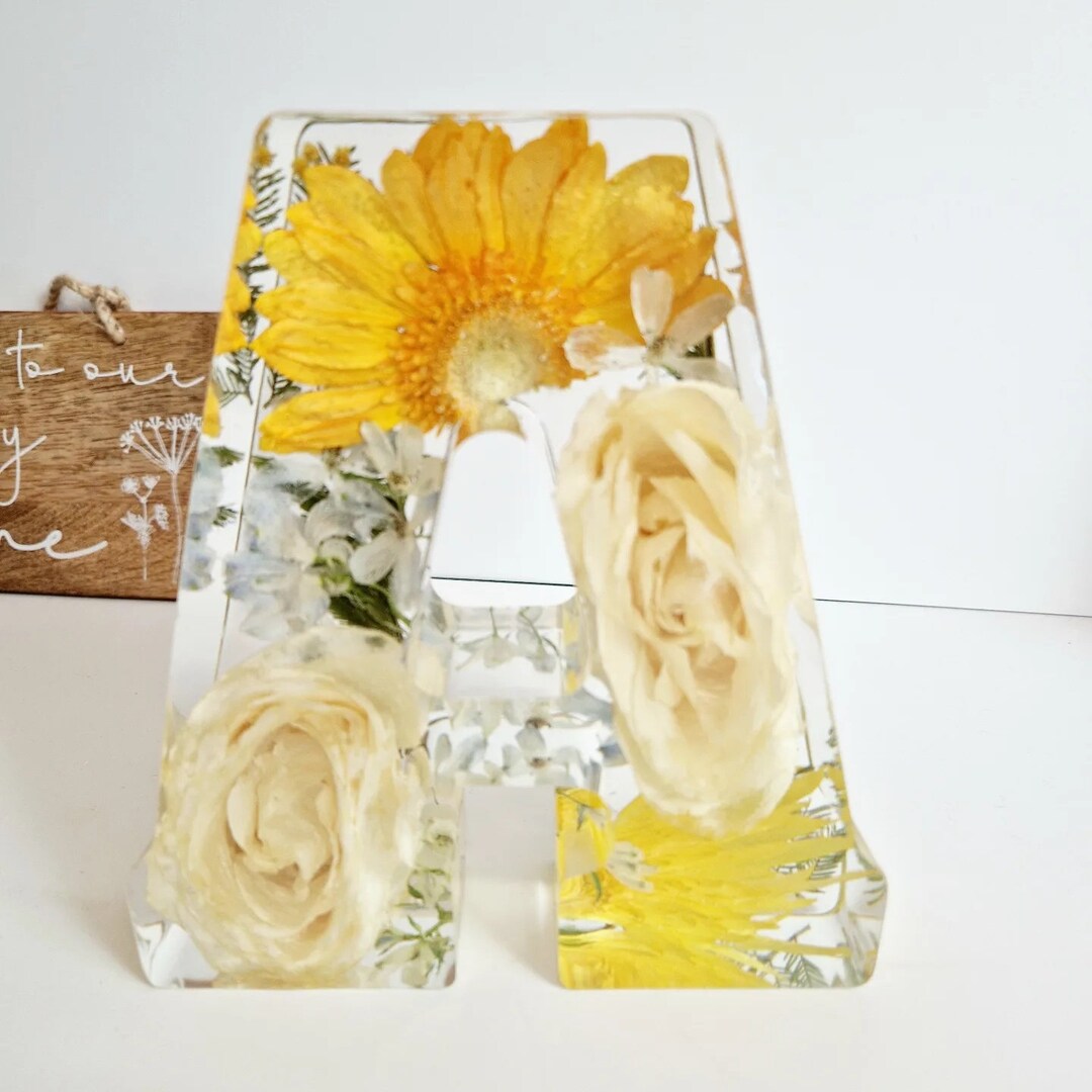 Large 16cm Resin Flower Letters. Custom Made, Wedding Keepsake, Funeral ...