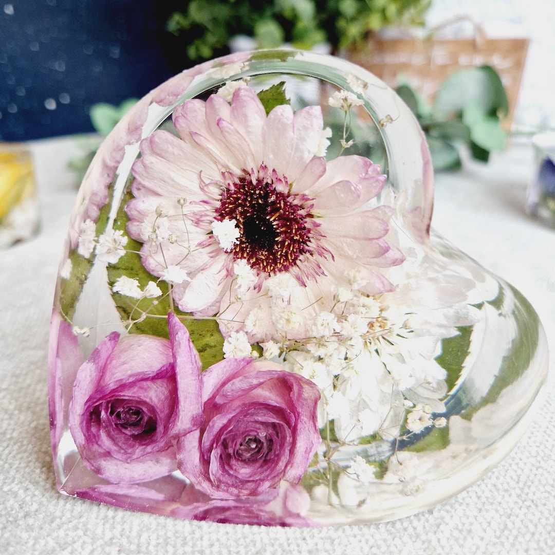 Resin Wedding/memorial Heart Flower Preservation 10cm - Etsy