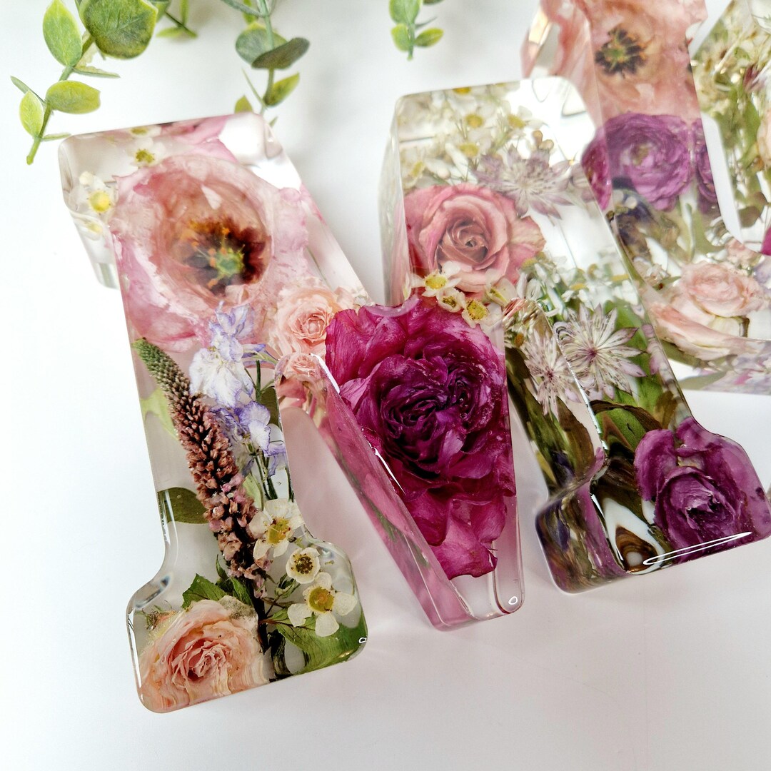 Large 16cm Resin Flower Letters. Custom Made, Wedding Keepsake, Funeral ...