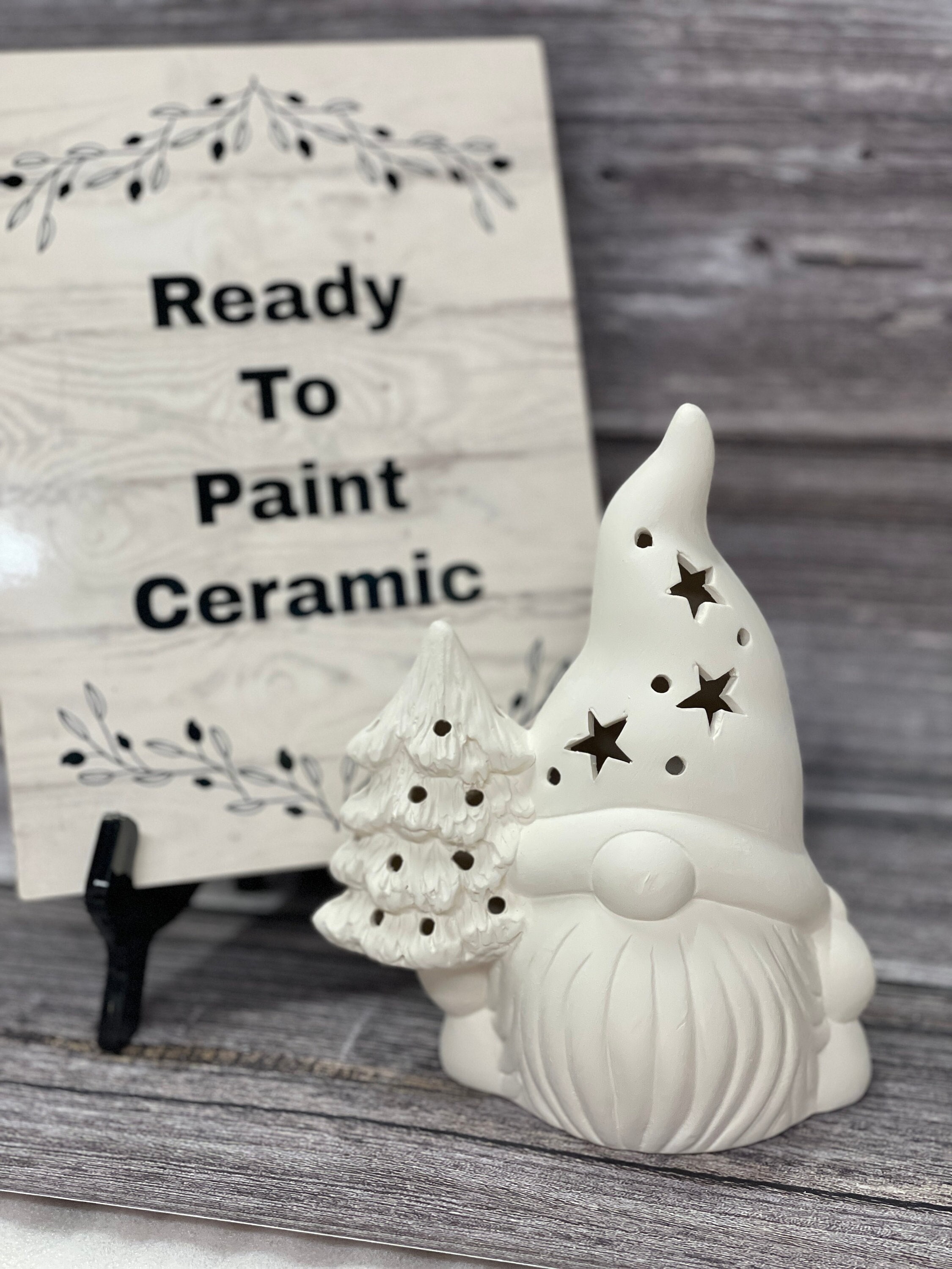 Ready to Paint Ceramic Gnome With Christmas Tree 6.25" - Etsy