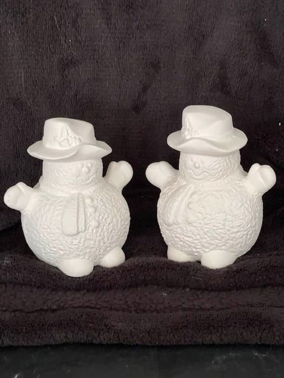 Ready to Paint Ceramic Set of 2 Roly Snowmen 3x3 - Etsy