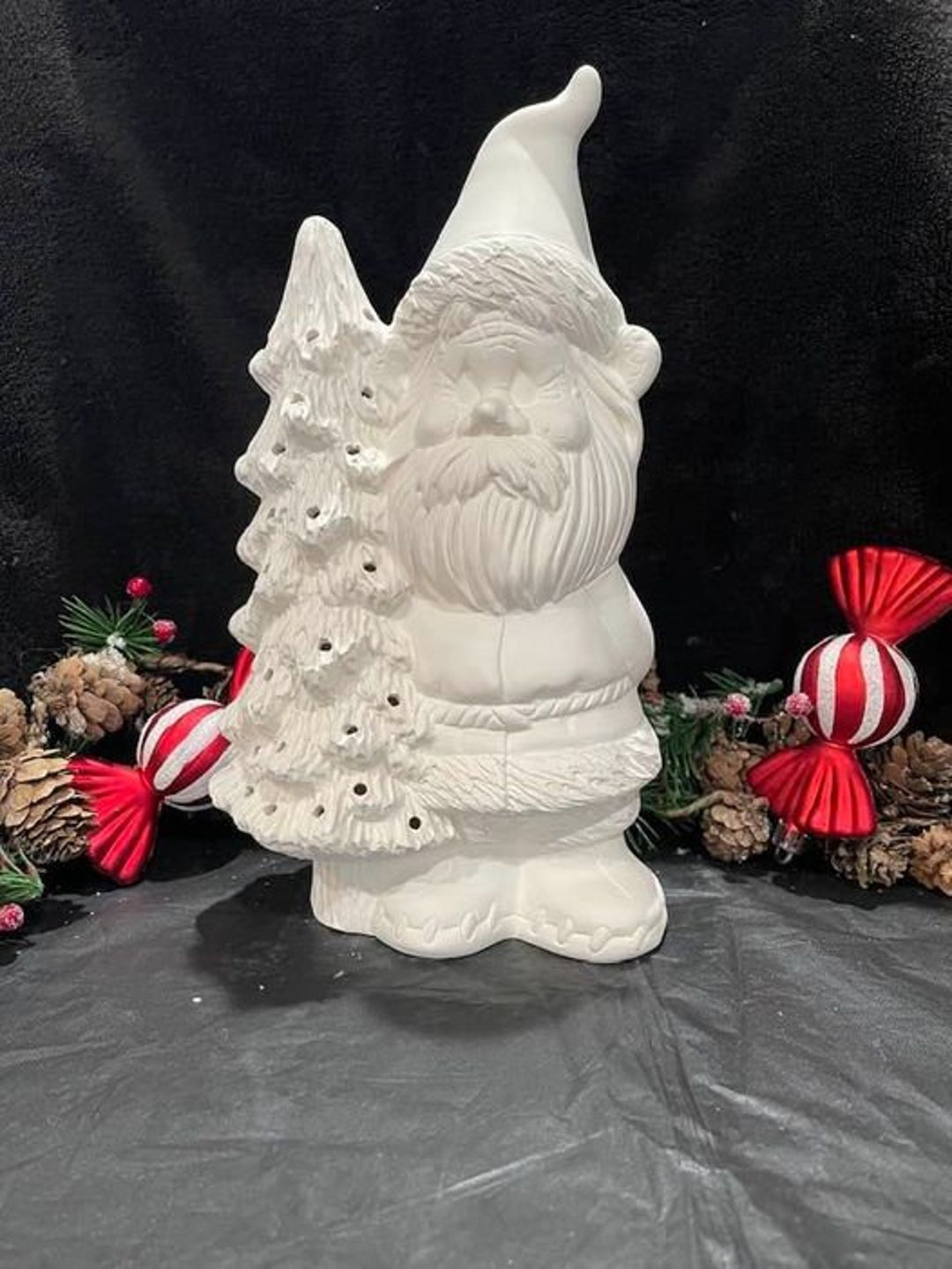 Ready to Paint Ceramic Gnome With Christmas Tree 10 william - Etsy
