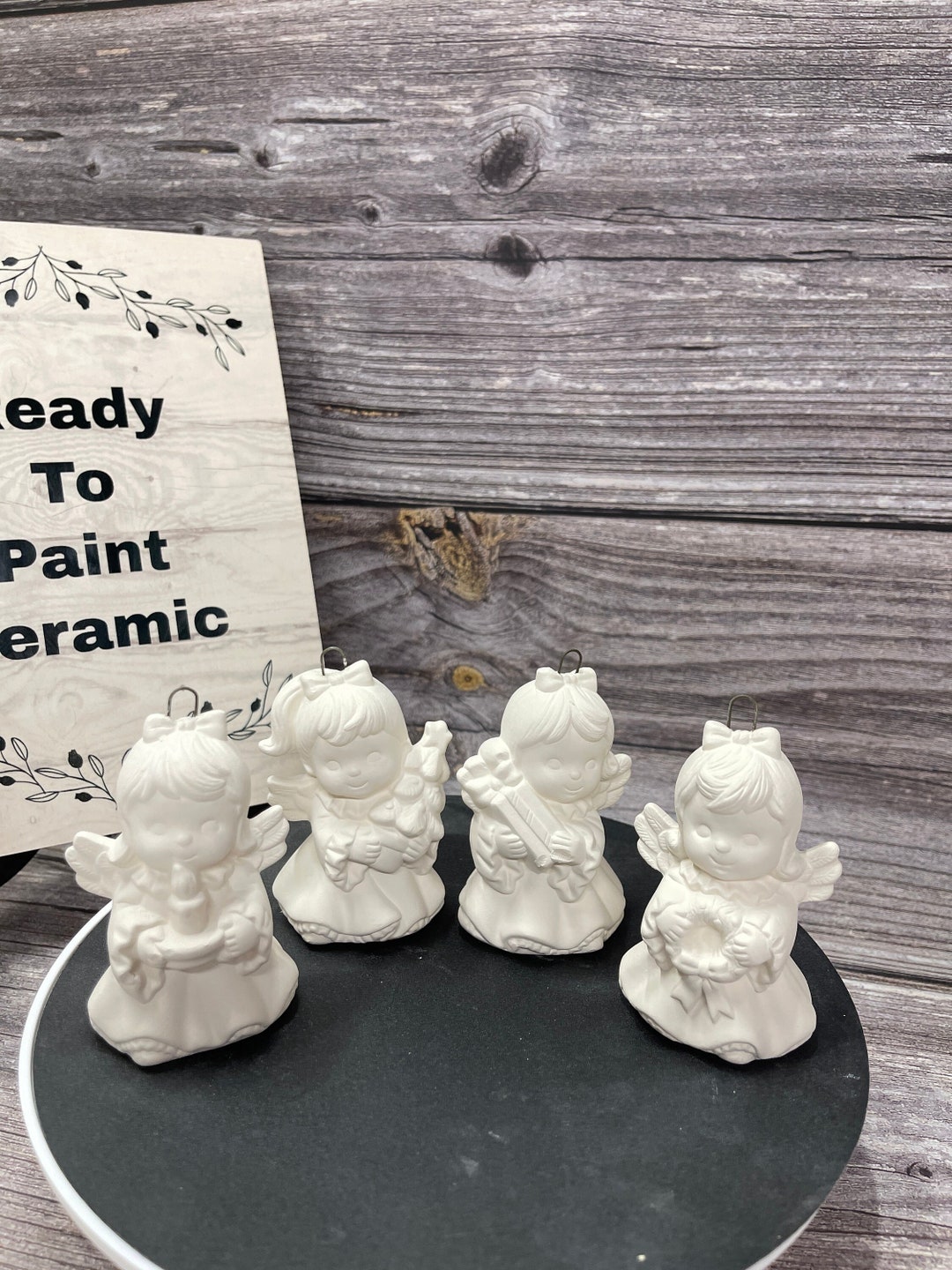 Ready to Paint Ceramic 3" Tall Set of 4 Angel Ornaments - Etsy