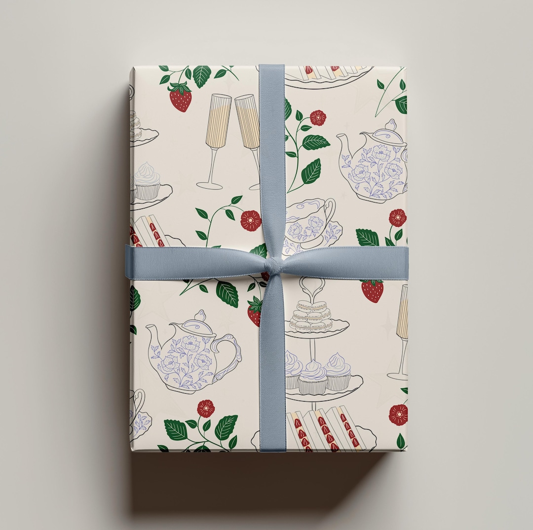 Afternoon Tea Wrapping Paper | Quirky Gift Wrap | Engagement Gift Wrap ...