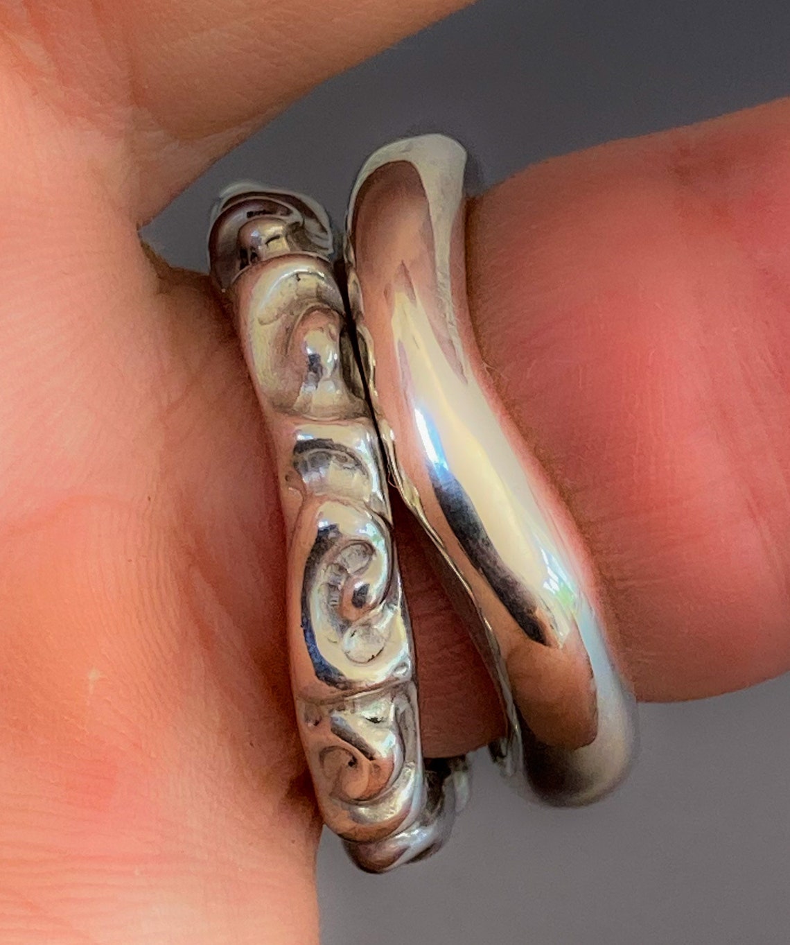 Double Stack Sterling Silver Rings 'the Attraction' - Etsy