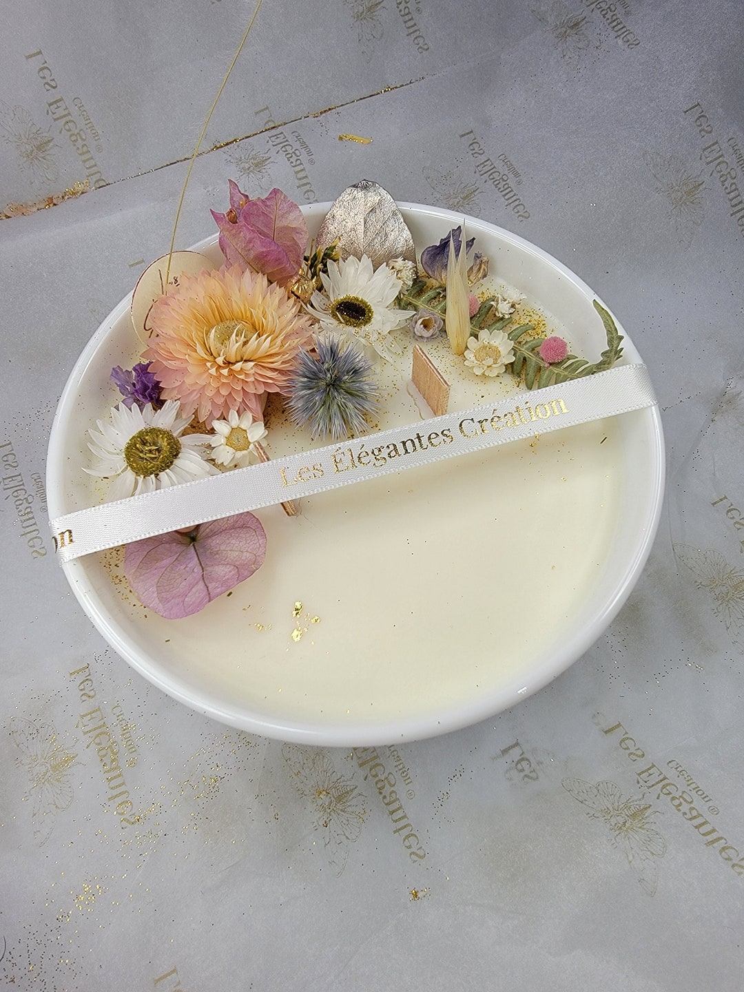 Dried Flower Candle Unique in the World Handcrafted Natural Scented ...
