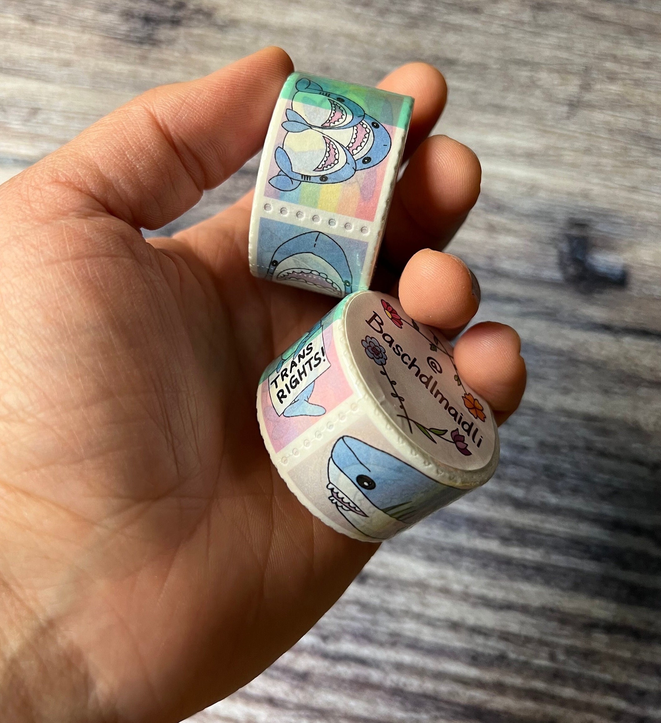 Blåhaj Stamp Washi Tape Rainbow Trans Pride 2.5 Cm Bullet Journal ...