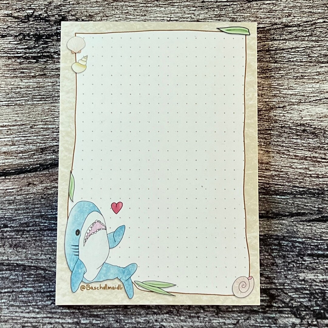 Blåhaj Shark Plushy Notepad A6 - Cute Stationery Note Taking Pen Pal ...